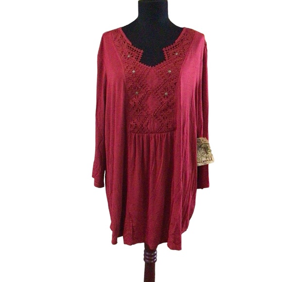 ONE WORLD | Tops | One World Plus Size 2x Cherry Red Lace Embellished ...